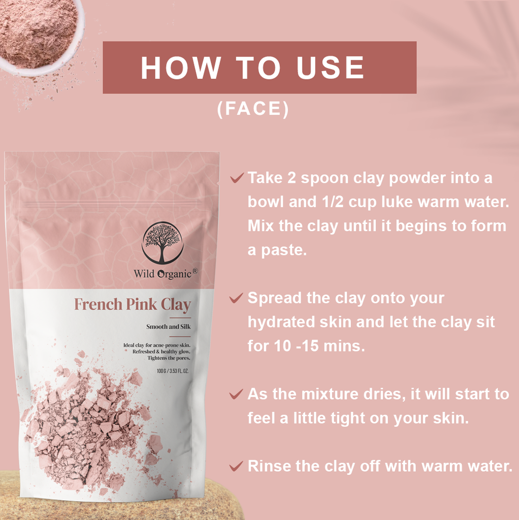 French Pink Clay Powder - Smooth and silk Clay - 100gm – Wildorganic ind